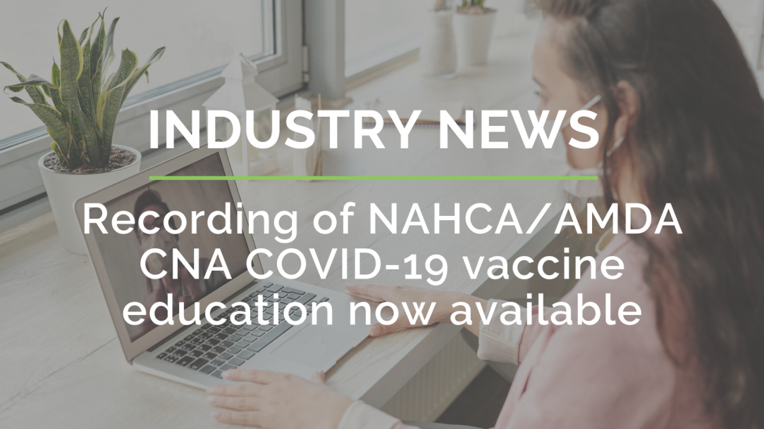 Recording of NAHCA/AMDA CNA COVID-19 vaccine education now available – Simple, a Netsmart solution